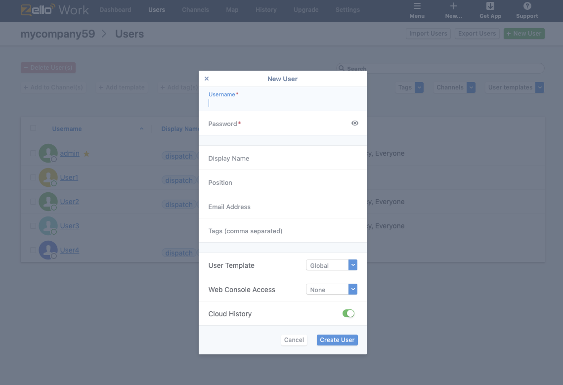 Adding users to the network – Zello Work