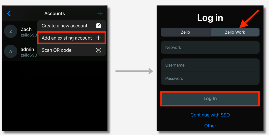 How to add multiple user accounts to a device – Zello Work